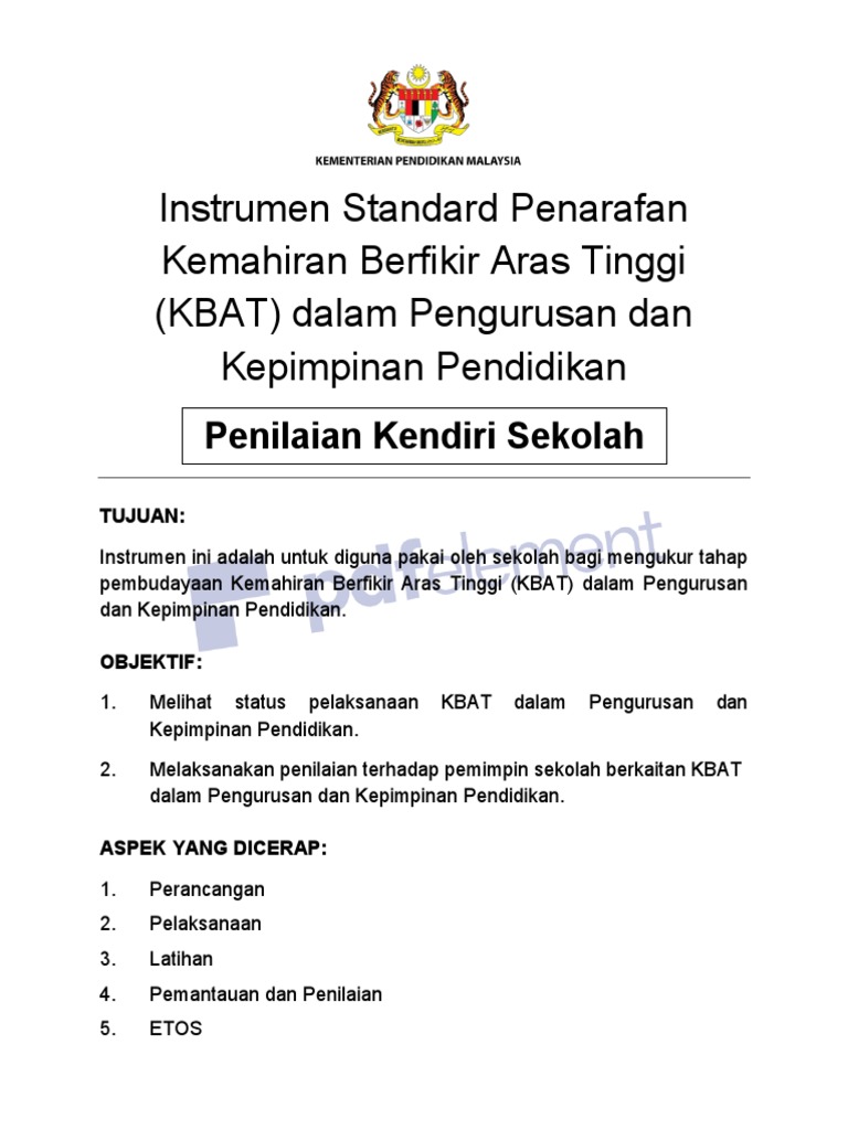 Instrument Pemantauan KBAT Pemimpin | PDF