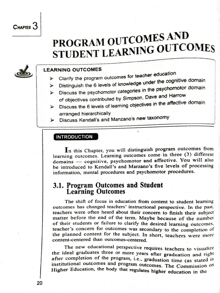 Chapter 3 Program Outcomes and Student Learning Outcomes | PDF