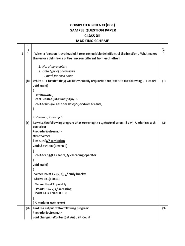 Ans Key Xii CS KV2 Halwara | PDF | Computer Network | Array Data Structure