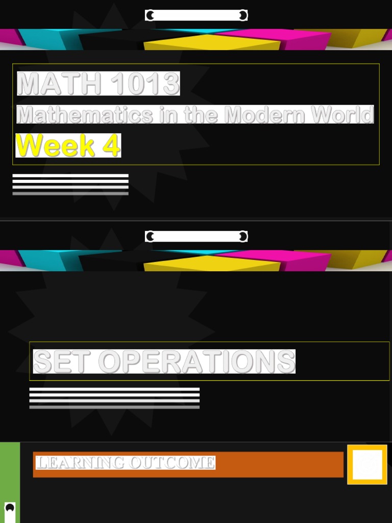 MMW Lesson 4 | PDF | Set (Mathematics) | Mathematics