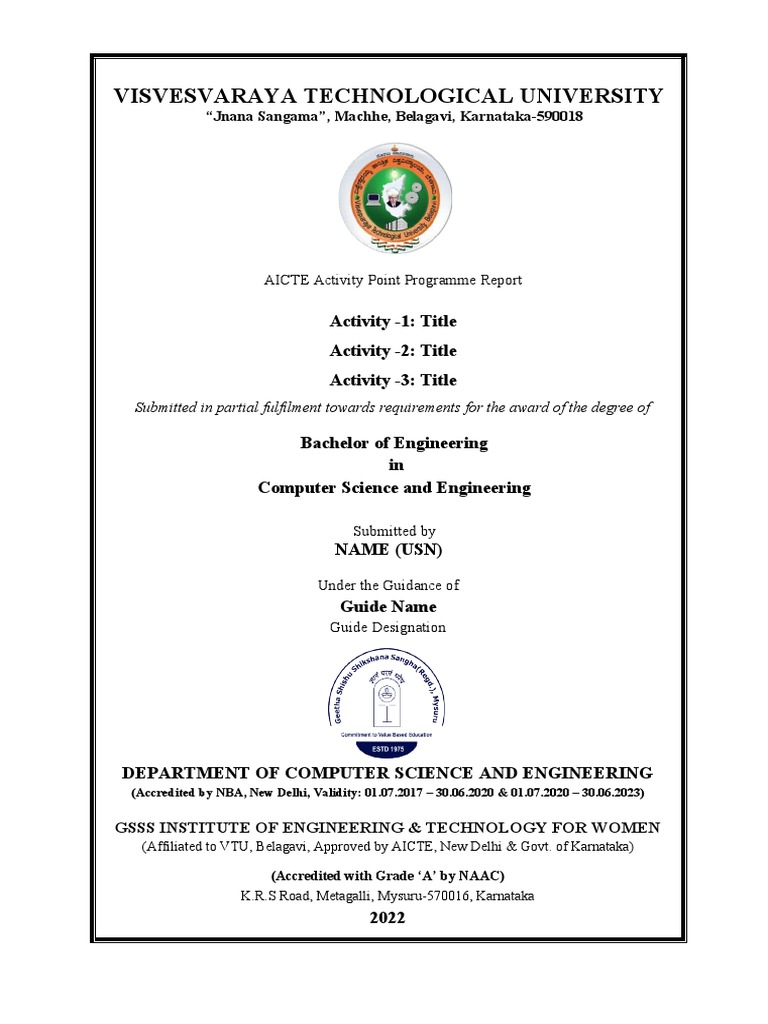AICTE Activity Point Report CSE 2022 | PDF | Technology & Engineering