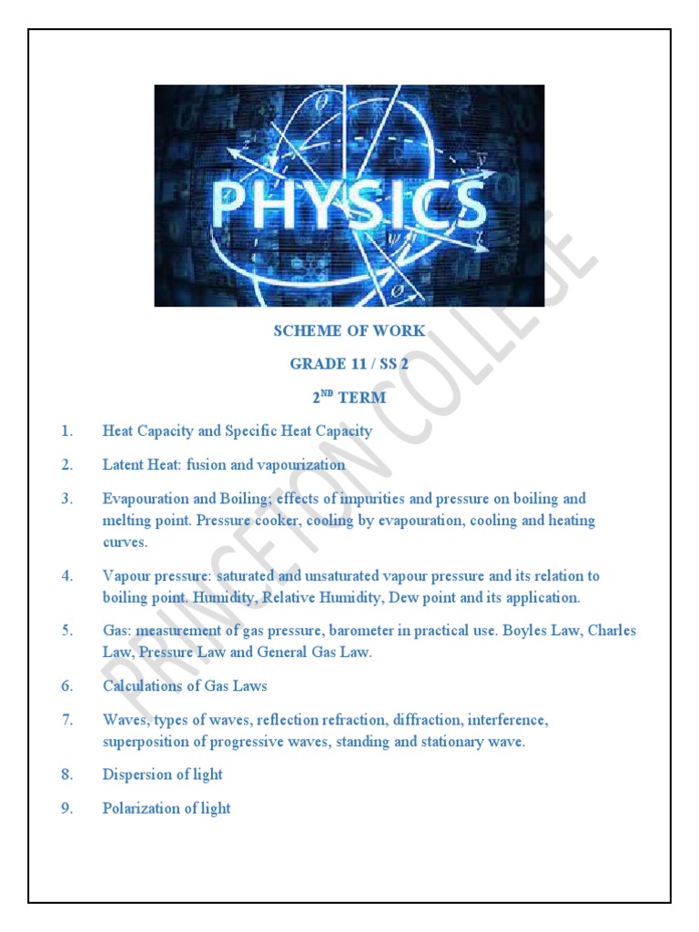 Physics Lesson Note SS2 2nd Term 2022 - 1 | PDF | Waves | Gases