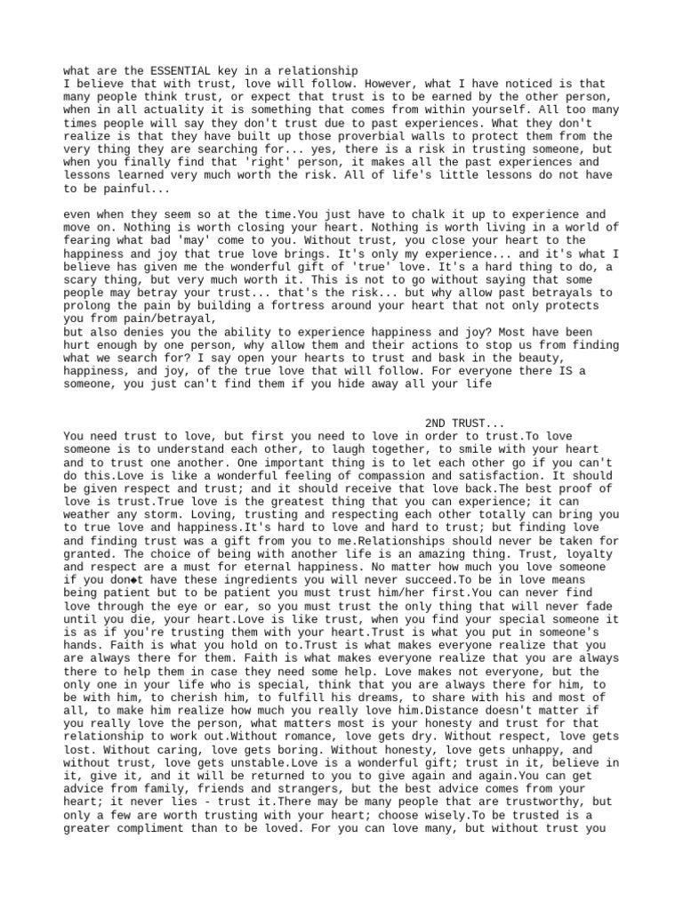 Trust Messages | PDF | Love | Happiness