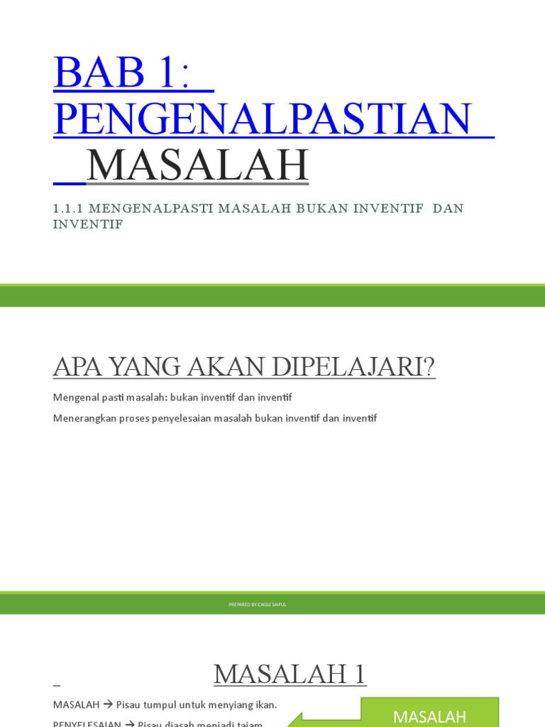 Bab 1 - Penyelesaian Masalah Secara Inventif | PDF