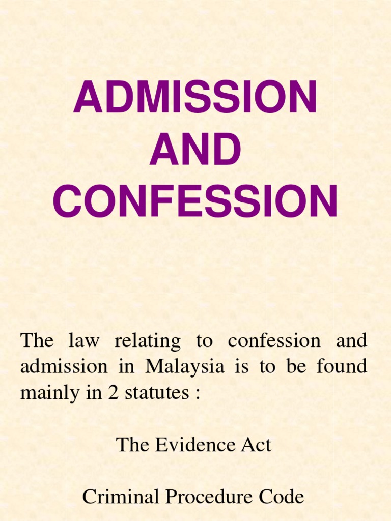 Admission-Confession - Lecture Notes | PDF | Confession (Law ...