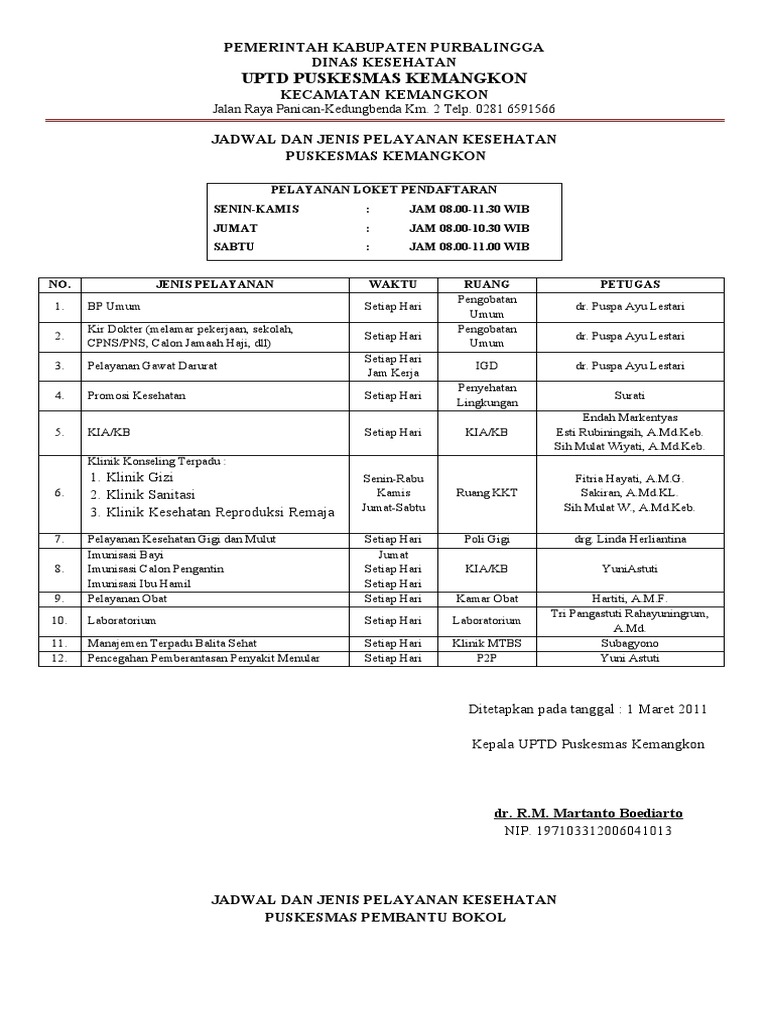 1122 Jadwal Pelayanan UKP | PDF