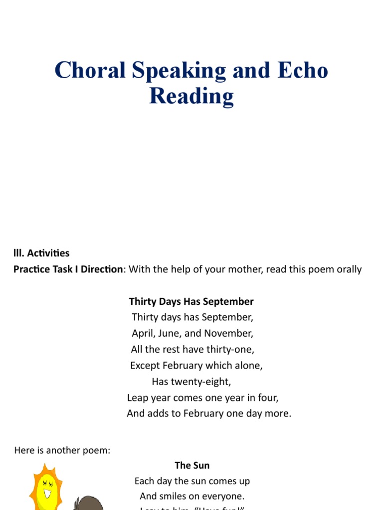 Choral Speaking and Echo Reading | PDF