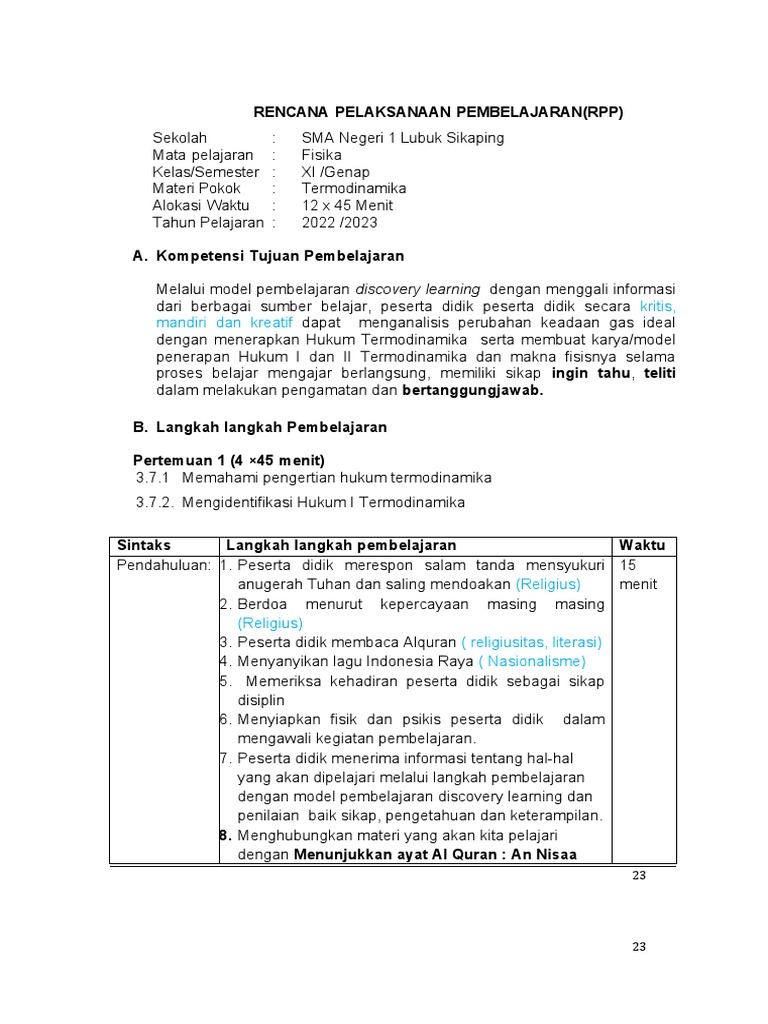 RPP Fisika Kls Xi Sem 2 Revisi-22 | PDF