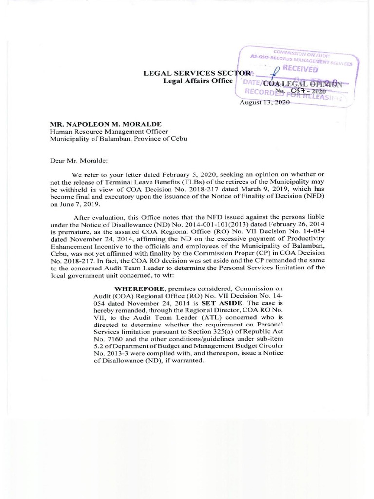 057-2020 Terminal Leave Benefit | PDF