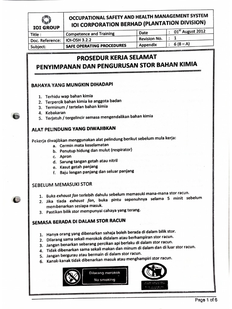 Sop Chemical Handling & Storage - LSM | PDF