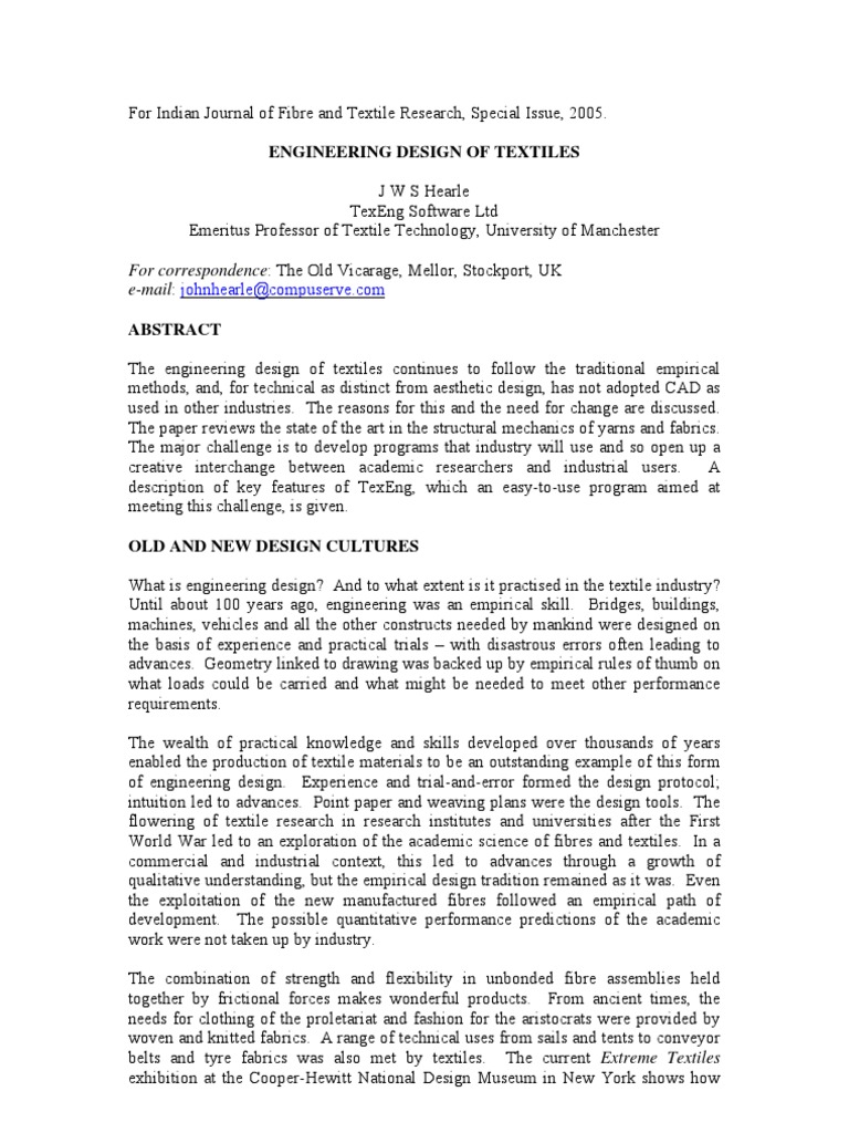 Engineering Design of Textiles | PDF | Textiles | Rope