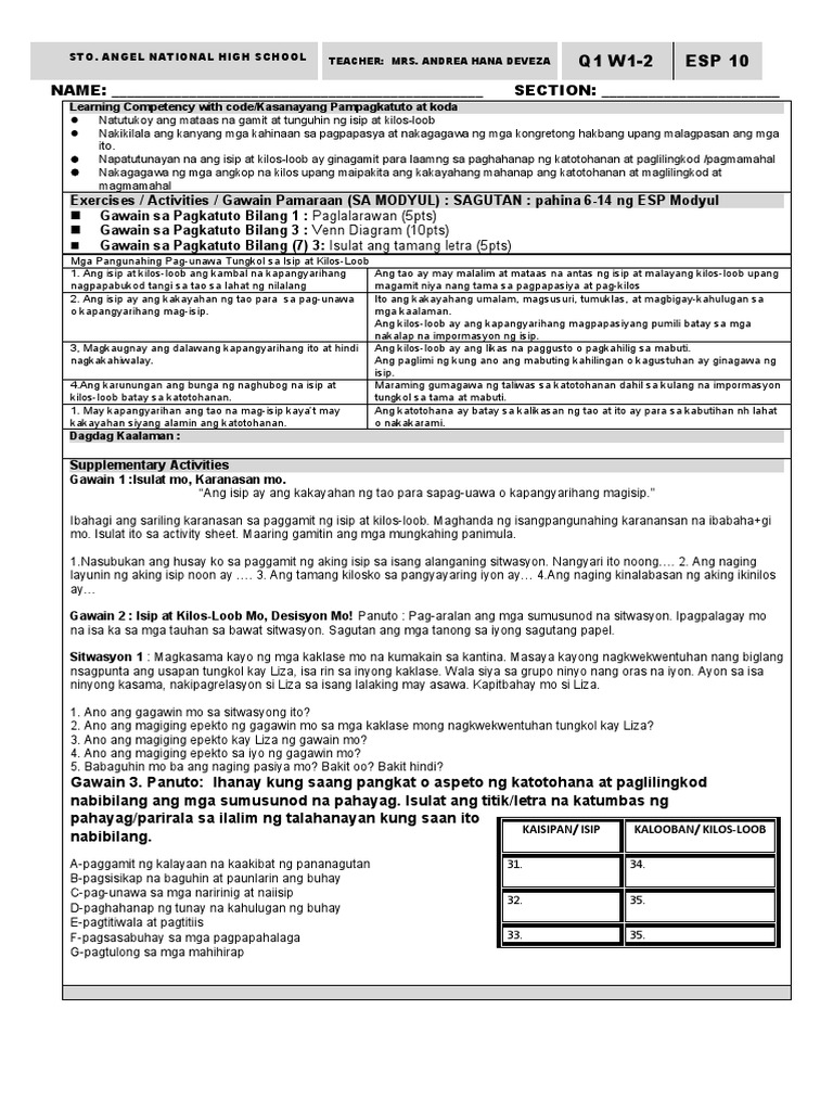2122.esp10 Melc1-4 Q1 | PDF