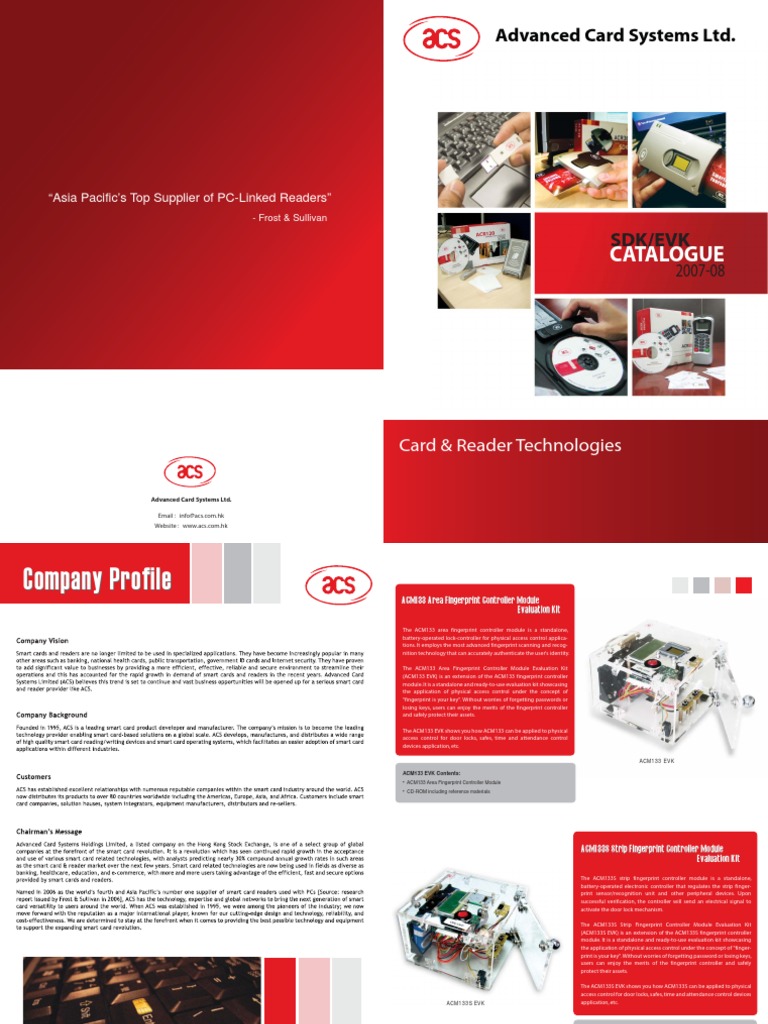 Catalogue: Advanced Card Systems LTD | PDF | Smart Card | Access Control