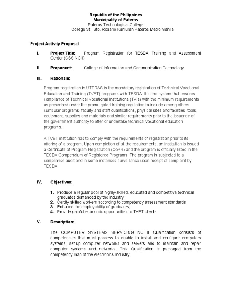 Css Proposal | PDF | Vocational Education