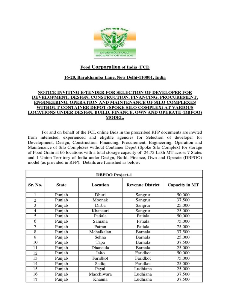 FCI invites bids for development of silo complexes across India | PDF ...