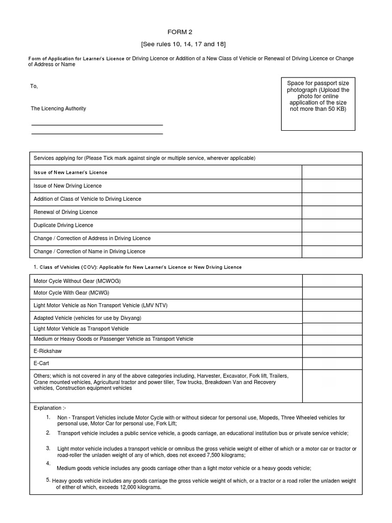Non - Transport Learner License | PDF | Driver's License | Vehicles