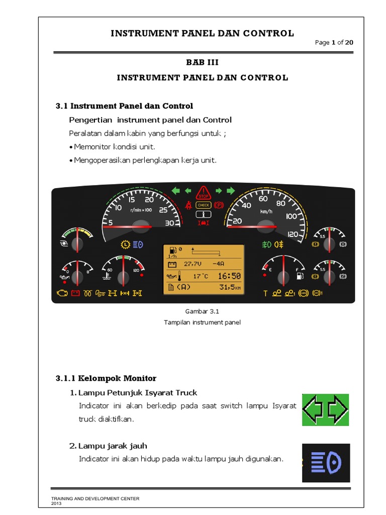 Panel Instrumen Dump Truck Volvo FMX | PDF