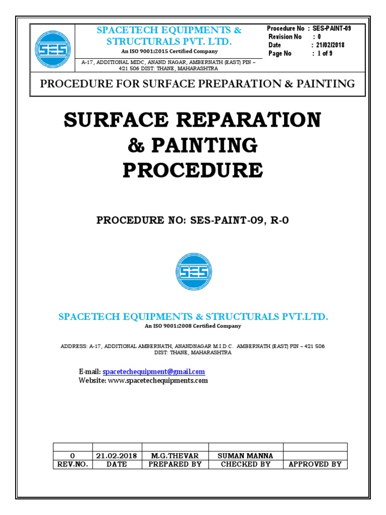 Surface Preparation & Painting Procedure | PDF | Paint | Metals