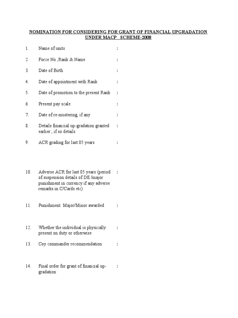 ACP (MACP) & Option Form | PDF