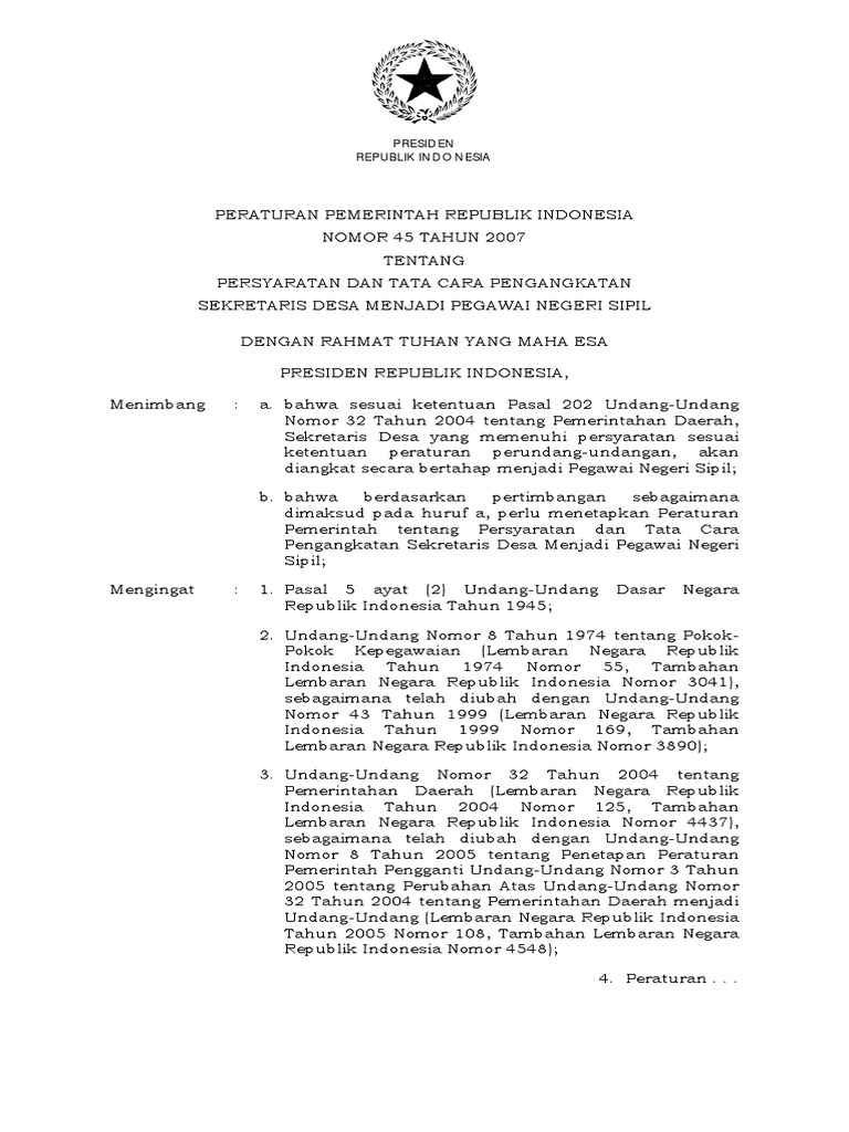 PP 45 Tahun 2007 | PDF