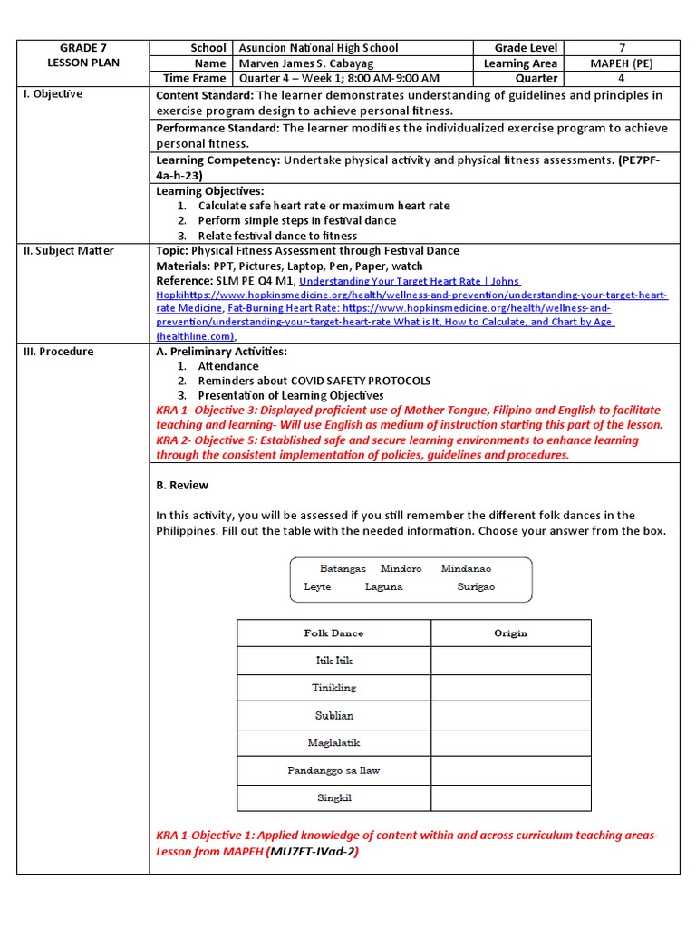 Learning Competency: Undertake Physical Activity and Physical Fitness ...