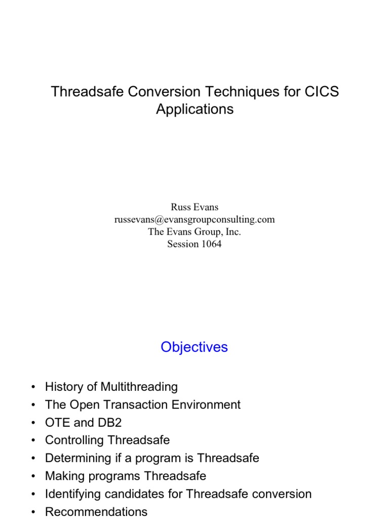 Thread Safe Conversion Techniques For CICS Application | PDF | Thread ... Thread Safe Conversion Techniques For CICS Application | PDF | Thread ...