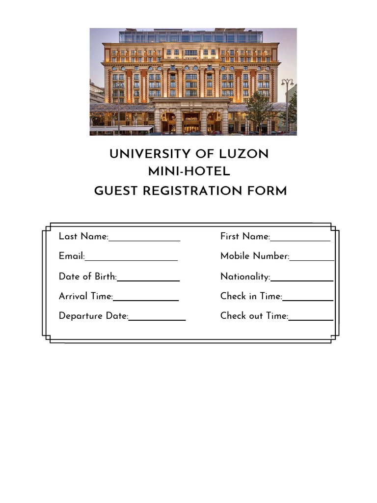 University of Luzon Mini-Hotel Guest Registration Form | PDF