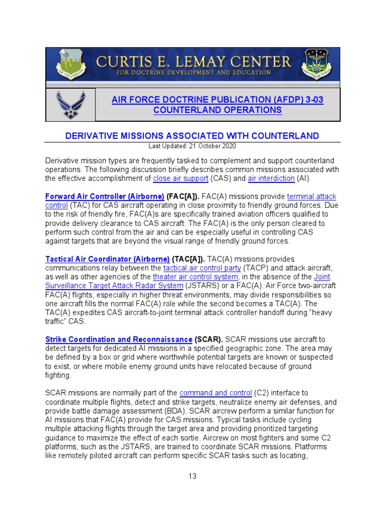 Air Force Doctrine Publication (Afdp) 3-03 Counterland Operations | PDF ...