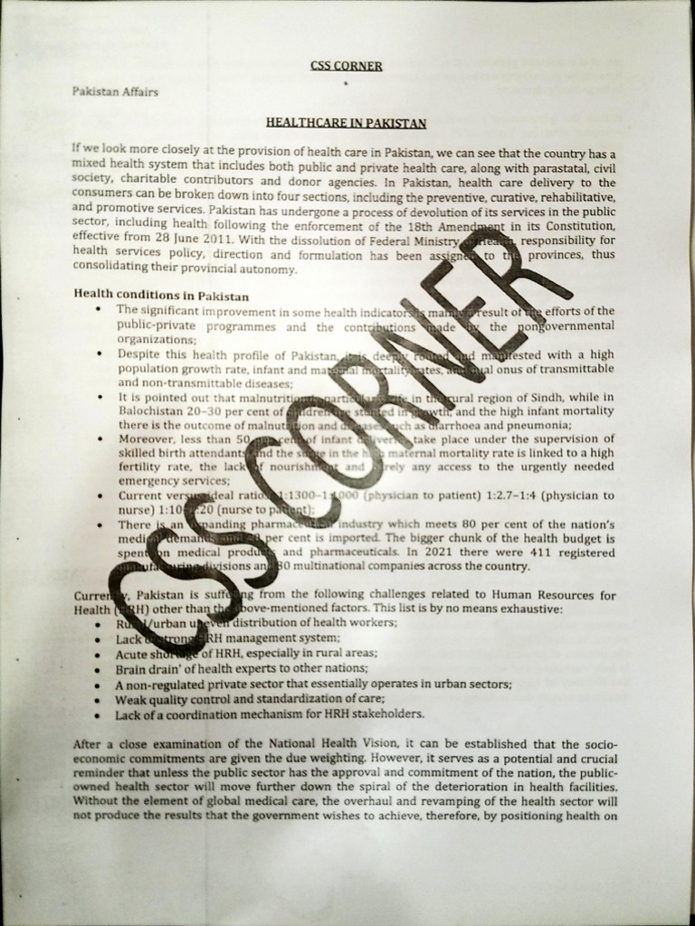 Healthcare in Pakistan | PDF