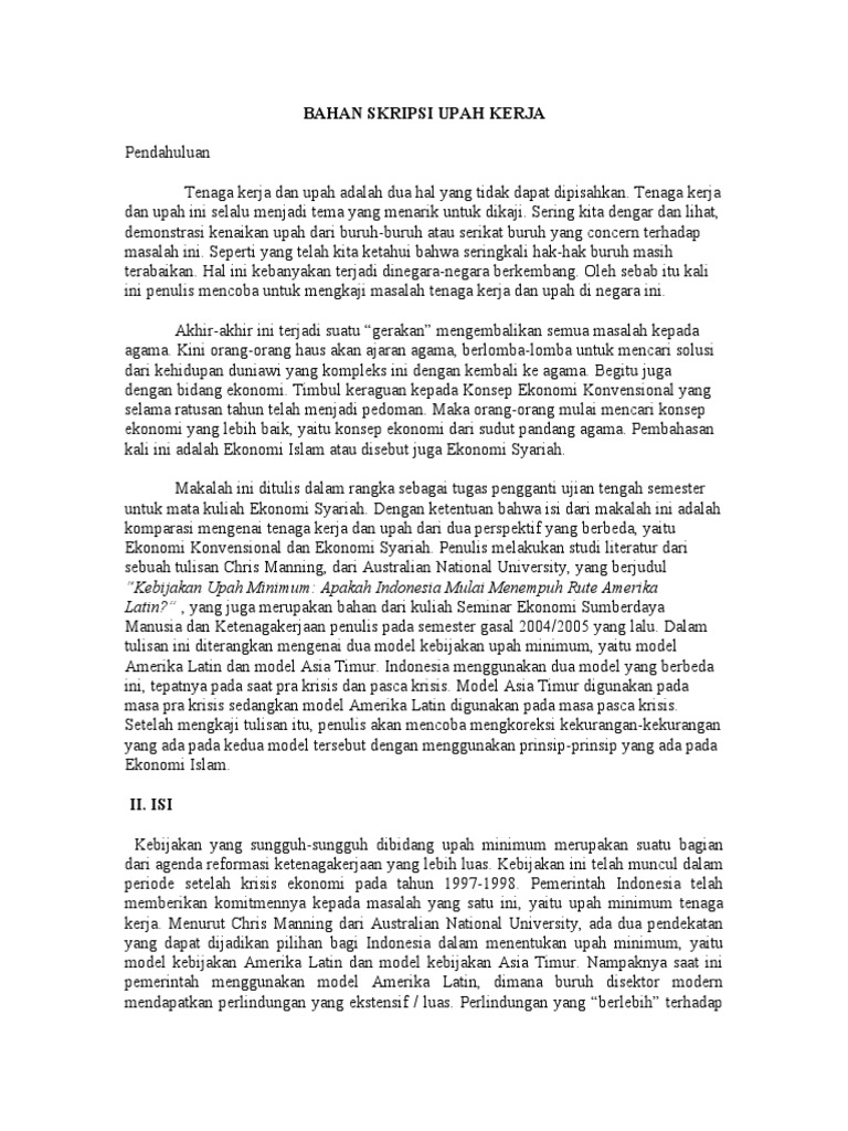 Bahan Skripsi Upah Kerja | PDF
