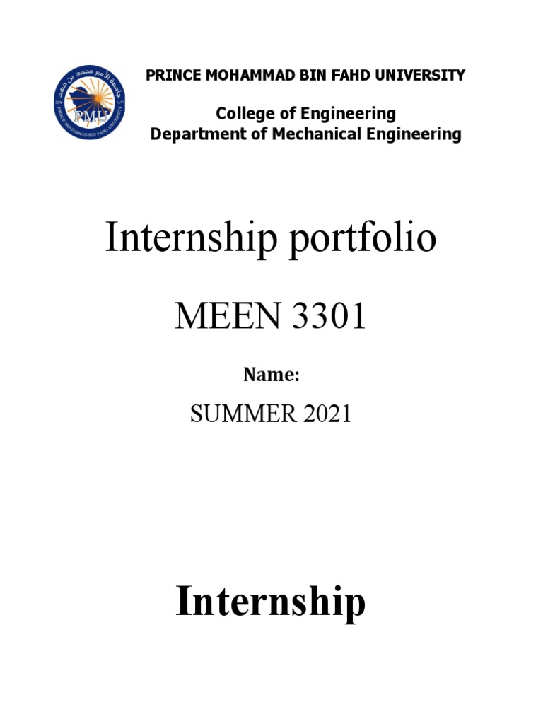 Internship Portfolios Format-MEEN3301 Fall 2021 | PDF