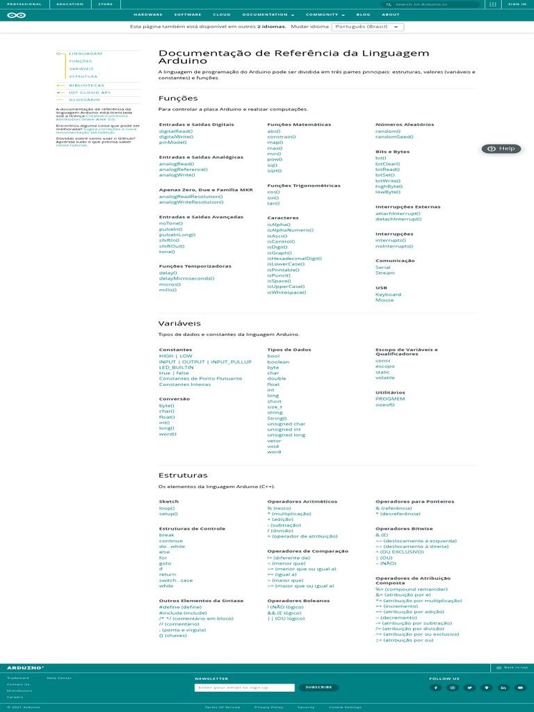 Documentação de Referência do Arduino - Documentação de Referência do ...