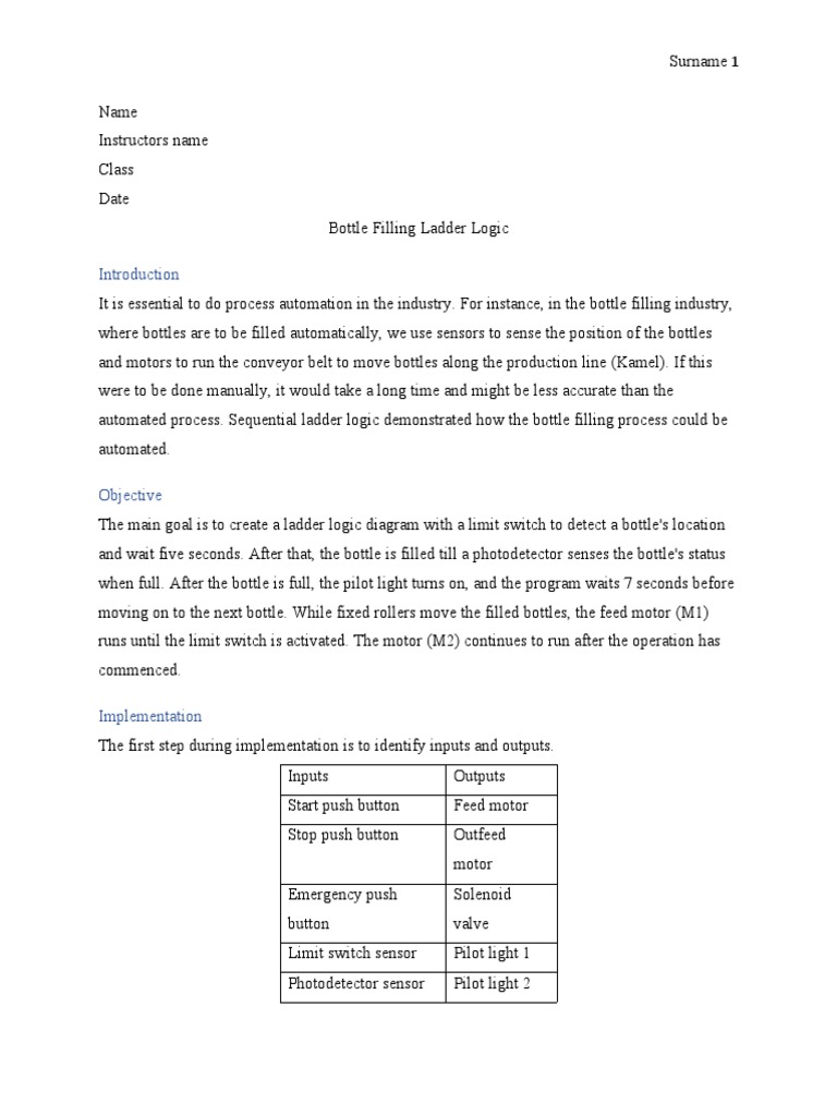 Ladder Logic For Bottle Filling | Download Free PDF | Automation | Switch
