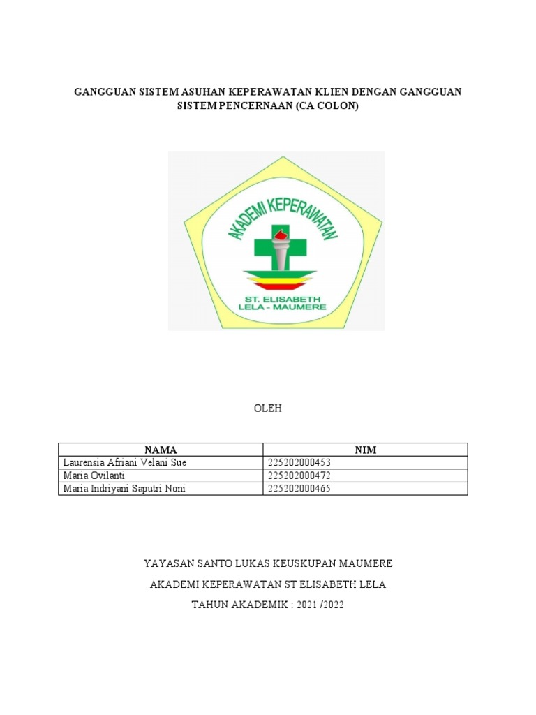 Askep Pencernaan (Ca Colon) Kel 9 | PDF