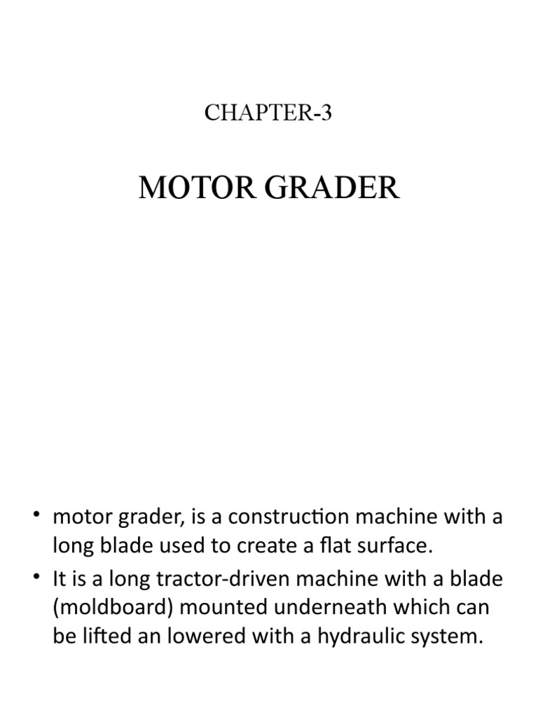 Motor Grader: Chapter-3 | PDF