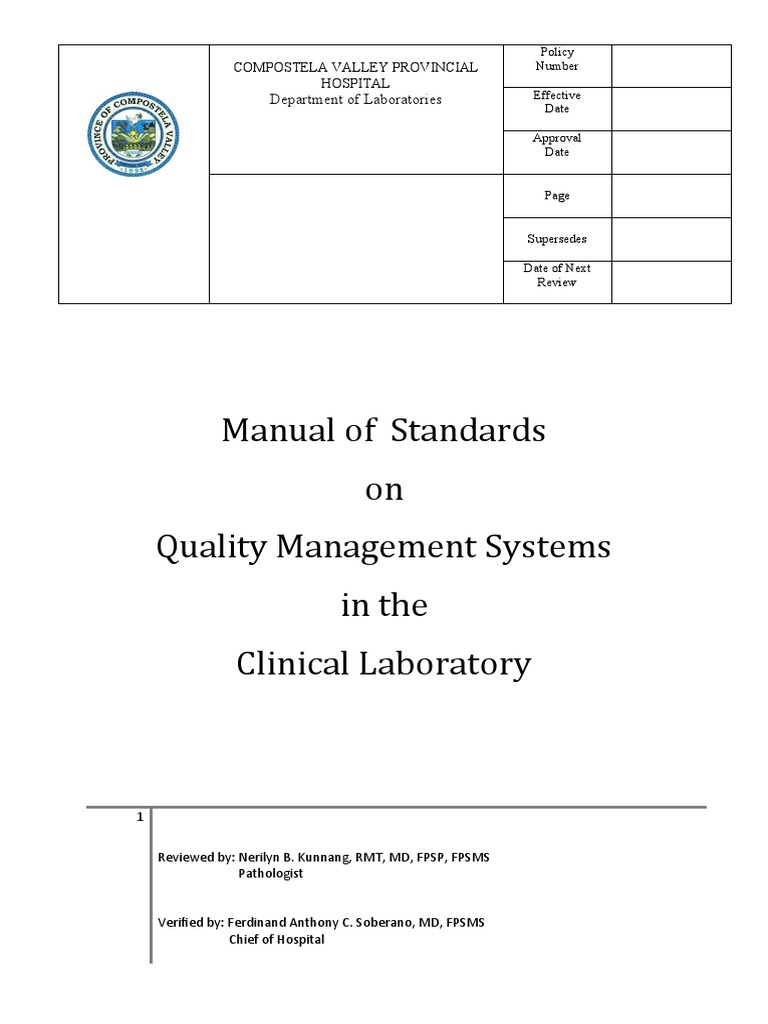 CVPH QMS Manual 2016 | PDF | Medical Laboratory | Pathology