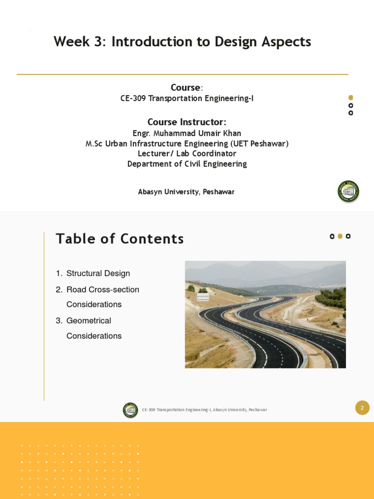 Lecture 2 - 2 (Part 2) - Week 3 Intro To Design Aspects | PDF | Road ...