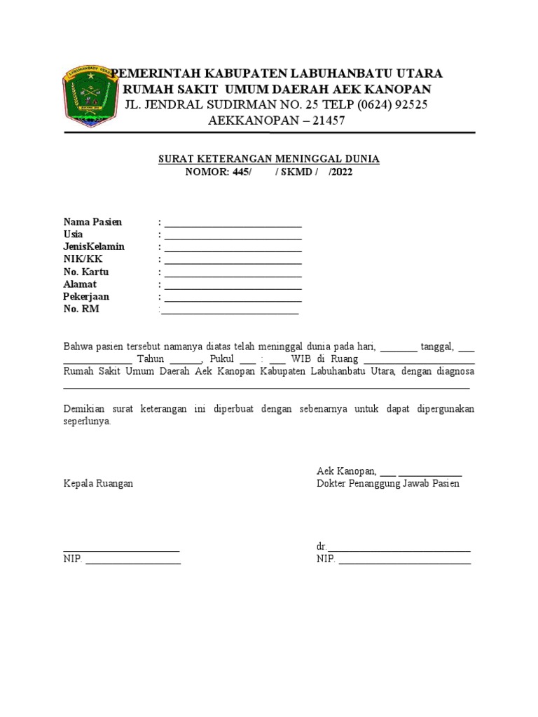 Format Kosong Surat Kematian | PDF