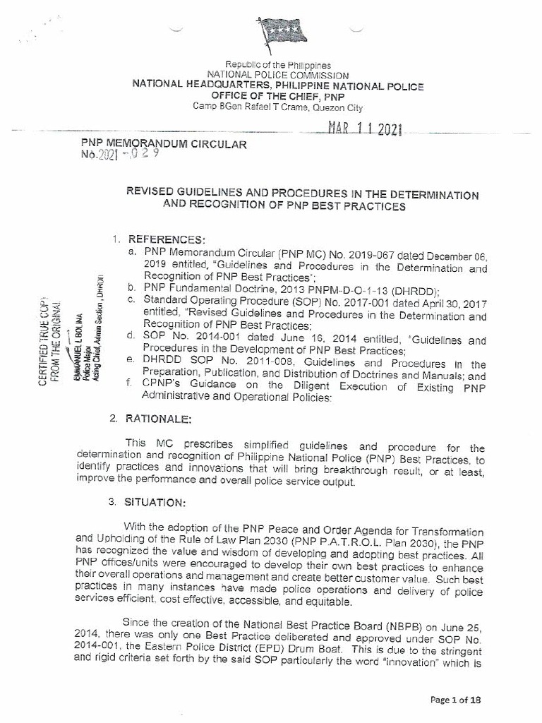 PNP MC 2021 029 Revised Guidelines and Procedures in The Determination ... PNP MC 2021 029 Revised Guidelines and Procedures in The Determination ...