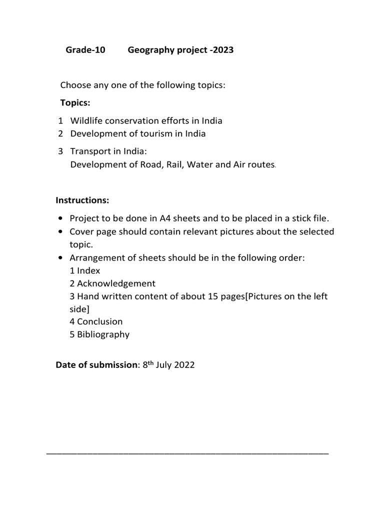 Grade-10 Geo Project 2023 | PDF