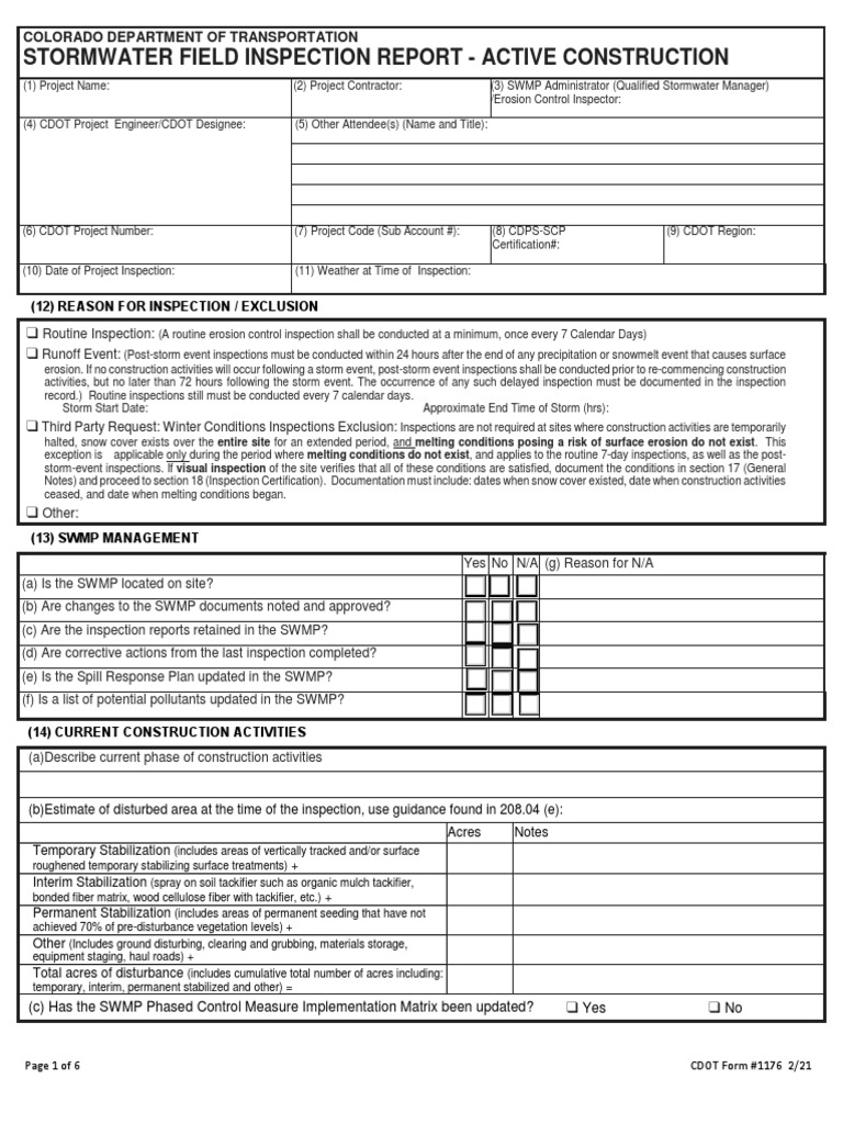 Field Inspection Report | PDF | Stormwater | Surface Runoff