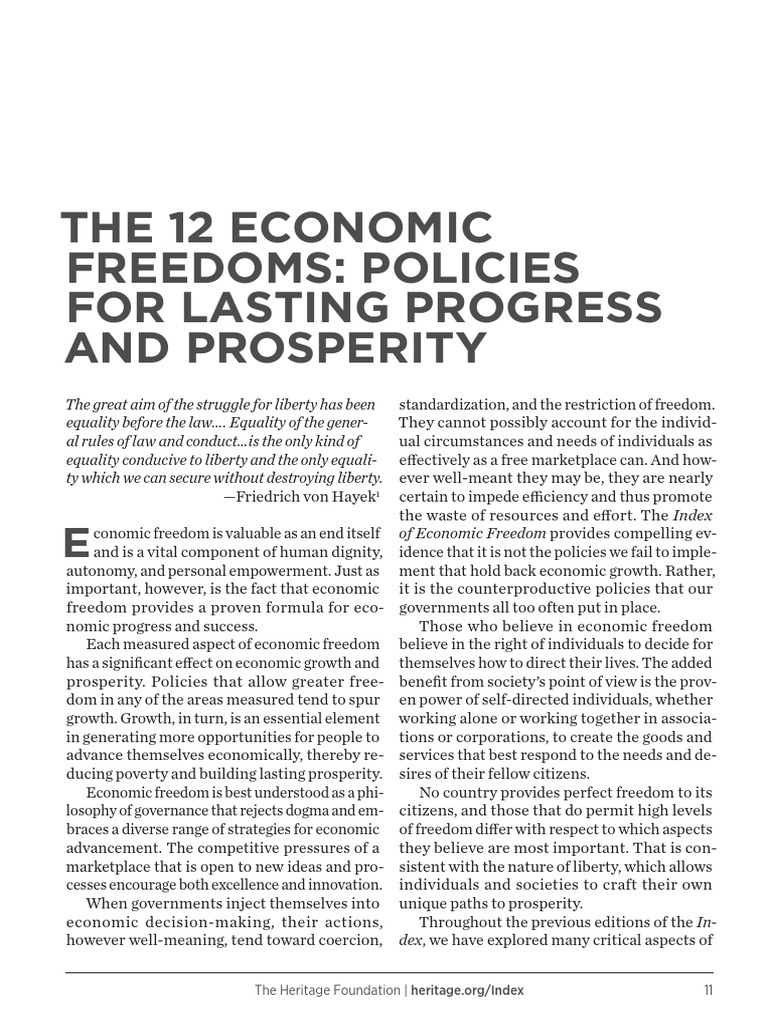 The 12 Economic Freedoms: Policies For Lasting Progress and Prosperity ...