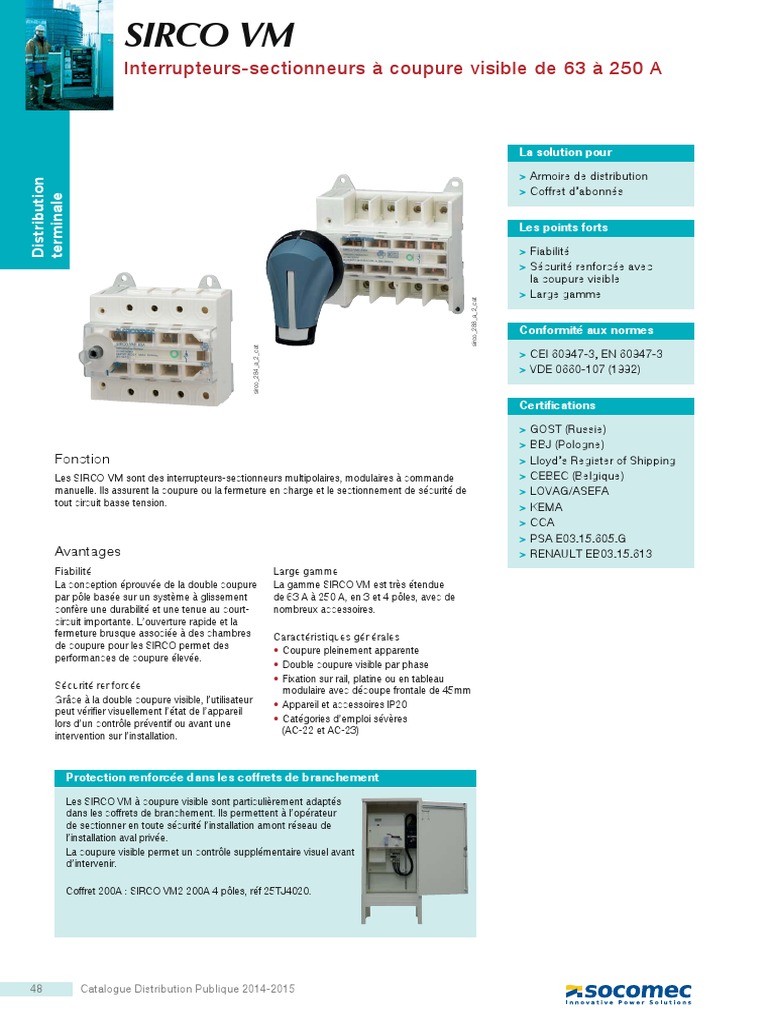 SIRCO VM: Interrupteurs 63-250 A | PDF | Électrotechnique | Électricité