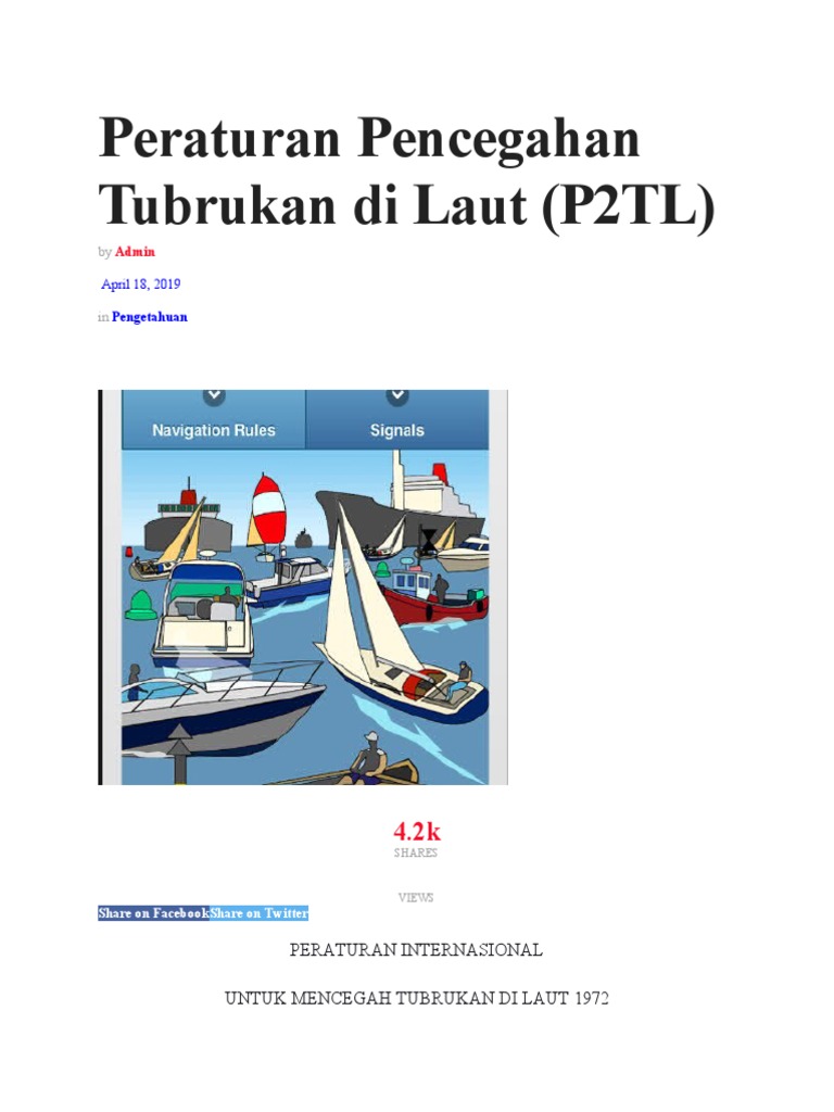Peraturan Pencegahan Tubrukan Di Laut (P2TL) | PDF | Sejarah