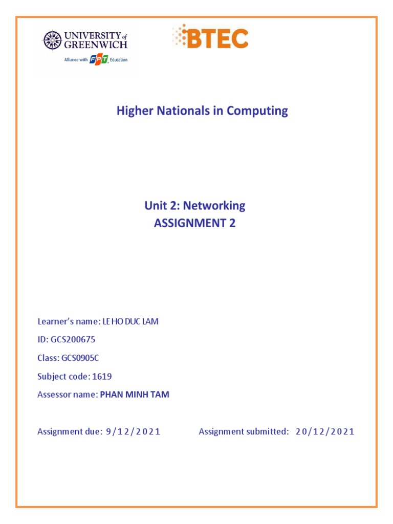 1619 Gcs200675 Lehoduclam Assignment 2 | PDF | Computer Network | Network Topology