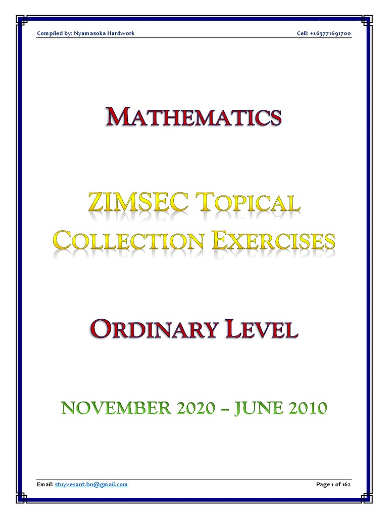 ZIMSEC Topical Collection Exercises | PDF | Significant Figures | Geometry