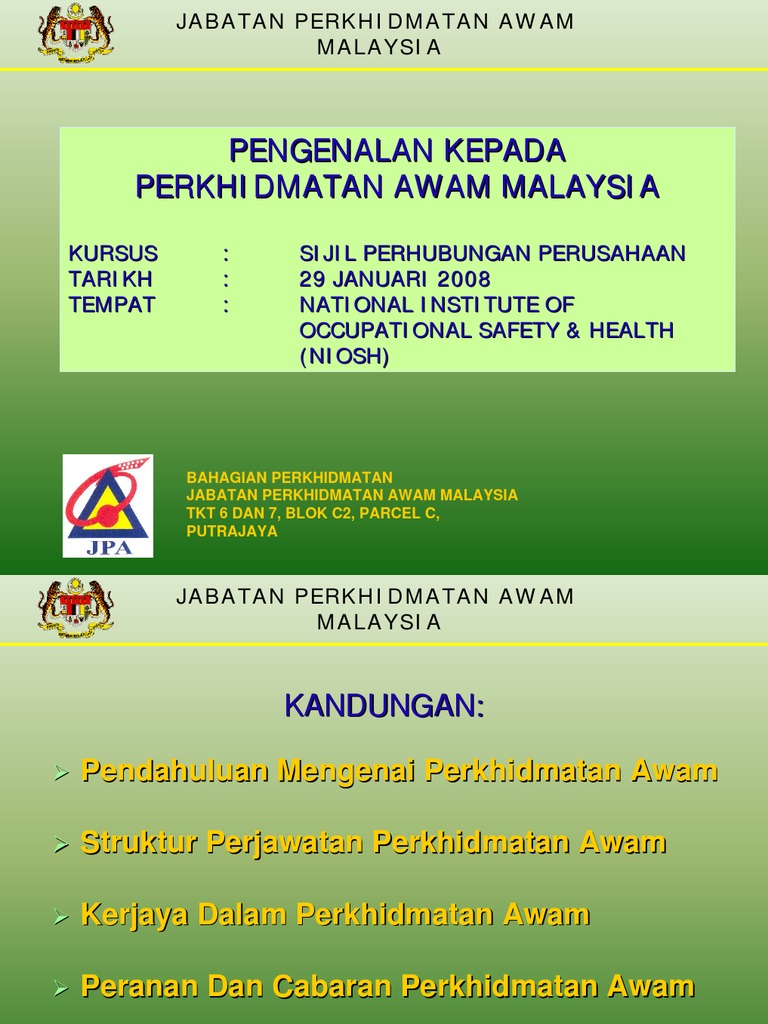 Pengenalan Kepada Perkhidmatan Awam Malaysia