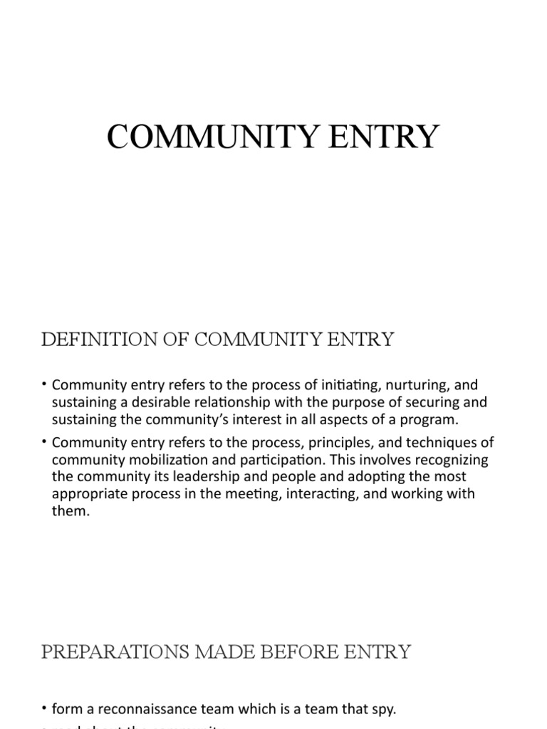Community Entry Pdf