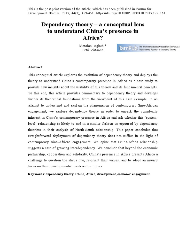 Dependency - Theory - A - Conceptual | PDF | World Systems Theory ...