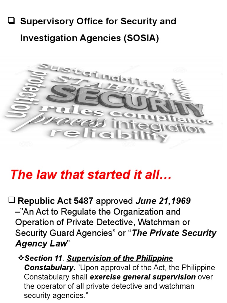 Investigation Agencies (SOSIA) : Supervisory Office For Security and ...